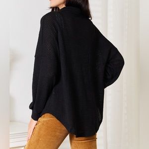 Double Take | Tops | New Double Take Black Waffle Knit Collared Neck ...